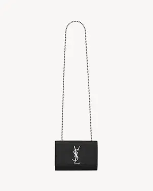 Saint Laurent Kate Small Grain De Poudre Embossed Leather Bag - Black