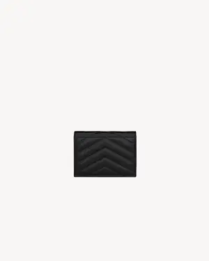 Saint Laurent Cassandre Matelassé Flap Card Case In Lambskin - Black