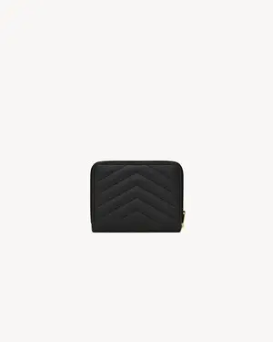 Saint Laurent Cassandre Matelassé Compact Zip-around Wallet In Lambskin