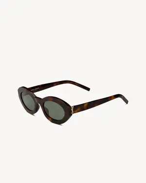 Saint Laurent Tortoiseshell Oval Acetate Sunglasses - Medium Havana, Light Gold And Green