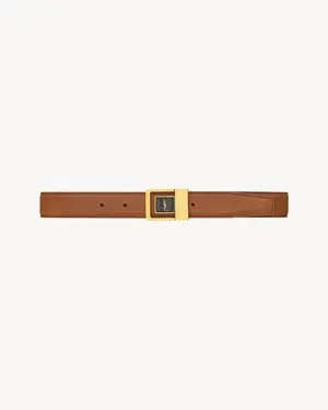 Saint Laurent La 66 Buckle Belt In Leather - Kobicha