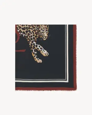 Saint Laurent Square Scarf In Modal And Cashmere - Multicolor
