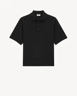 Saint Laurent Cassandre Polo Shirt In Piqu - Black