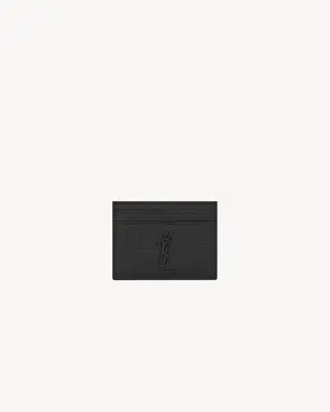 Saint Laurent Cassandre Card Case In Crocodile-embossed Leather - Black