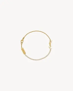 Saint Laurent Cassandre Charm Bracelet In Metal And Rhinestone - Crystal And Gold
