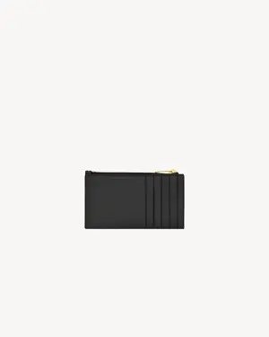 Saint Laurent Cassandre Matelassé Fragments Card Case In Lambskin - Black