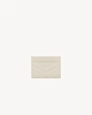 Saint Laurent Cassandre Matelassé Card Case In Lambskin - White