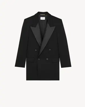 Saint Laurent Grain De Poudre Tuxedo Dress