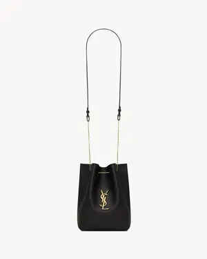 Saint Laurent Pochette In Lambskin With Cassandre Logo - Black