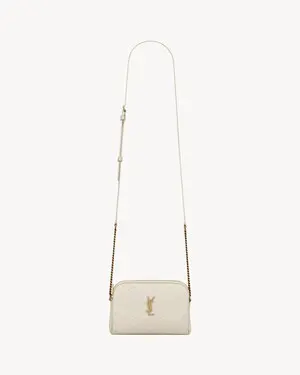 Saint Laurent Gaby Zippered Pouch In Lambskin - White