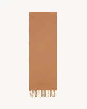 Saint Laurent Embroidered Scarf In Cashmere - Camel