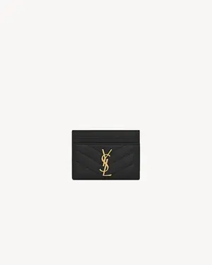 Saint Laurent Cassandre Matelassé Card Case In Lambskin - Black