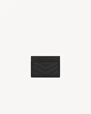 Saint Laurent Cassandre Matelassé Card Case In Lambskin - Black
