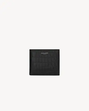 Saint Laurent Paris East/west Wallet With Coin Purse In Crocodile-embossed Leather - Black