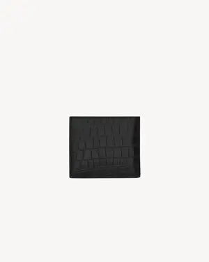 Saint Laurent Paris East/west Wallet With Coin Purse In Crocodile-embossed Leather - Black