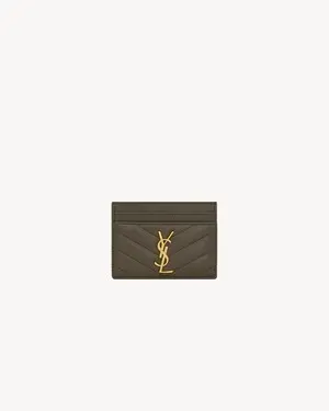 Saint Laurent Cassandre Matelassé Card Case In Lambskin - Light Musk