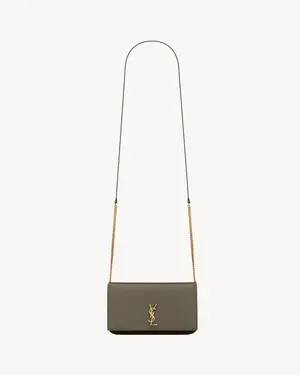 Saint Laurent Cassandre Phone Holder In Smooth Leather - Light Musk