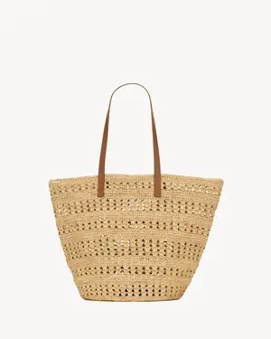 Saint Laurent Panier Medium Bag In Raffia - Naturel