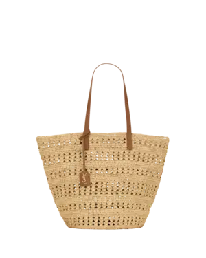 Saint Laurent Panier Medium Bag In Raffia - Naturel