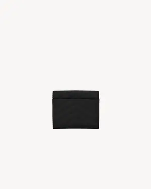 Saint Laurent Cassandre Matelassé Compact Tri Fold Wallet In Grain De Poudre Leather - Black