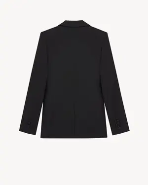Saint Laurent Single-breasted Tuxedo Jacket In Grain De Poudre - Black