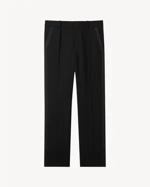 Saint Laurent Mid-rise Tuxedo Pants In Grain De Poudre