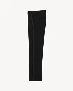 Saint Laurent Mid-rise Tuxedo Pants In Grain De Poudre