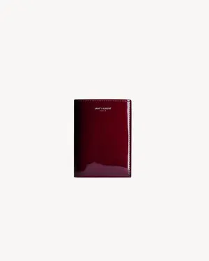 Saint Laurent Paris Credit Card Wallet In Patent Leather - Bordeaux