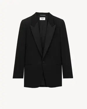 Saint Laurent Single-breasted Tuxedo Jacket In Grain De Poudre