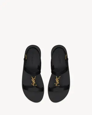 Saint Laurent Cassandra Flat Sandals In Smooth Leather - Black