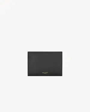 Saint Laurent Letter Passport Case In Leather - Black