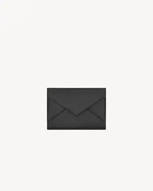 Saint Laurent Letter Passport Case In Leather - Black