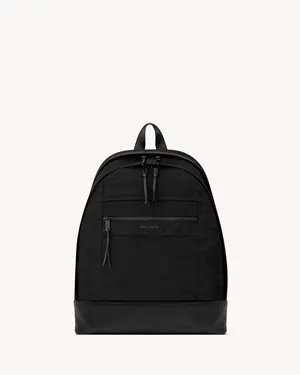 Saint Laurent City Backpack In Nylon Canvas And Leather - Black
