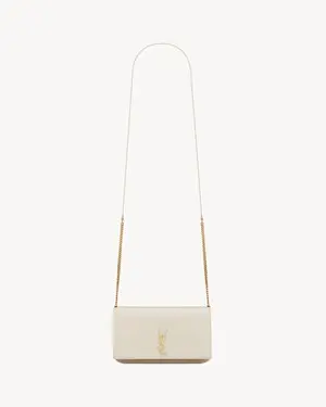 Saint Laurent Cassandre Phone Holder In Smooth Leather - White