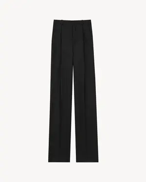 Saint Laurent High-waisted Wide-leg Cashmere Pants - Black