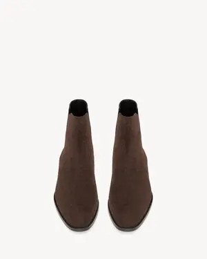 Saint Laurent Wyatt Chelsea Boots In Suede - Dark Chocolate