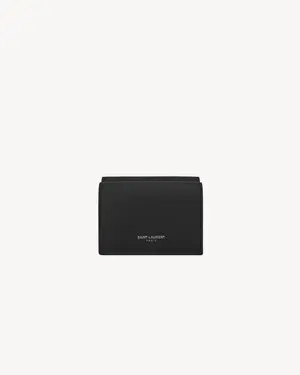 Saint Laurent Tiny Wallet In Grain De Poudre Embossed Leather - Black