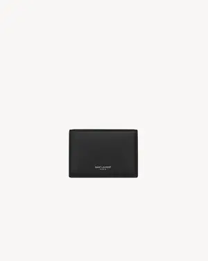 Saint Laurent Business Card Holder With Flap In Smooth Leather - Black