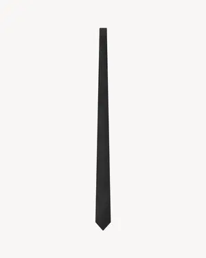 Saint Laurent Silk Satin Tapered Neck Tie - Black