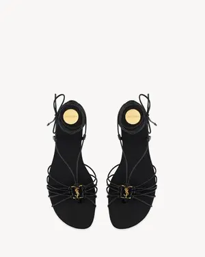Saint Laurent Babylone Flat Sandals In Smooth Leather - Black