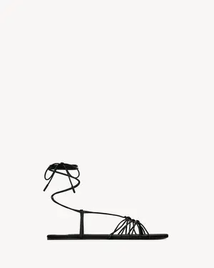 Saint Laurent Babylone Flat Sandals In Smooth Leather - Black