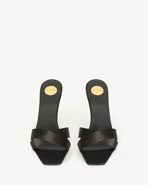 Saint Laurent Opyum Mules In Satin Crepe - Black