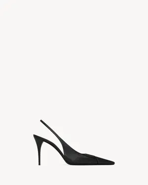 Saint Laurent Babylone Bretel Slingback Pumps In Smooth Leather - Black