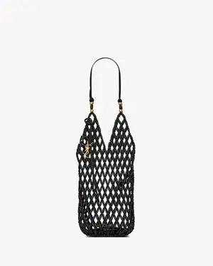 Saint Laurent Supple Bucket Bag In Wood Beads - Noir