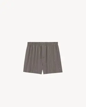 Saint Laurent Cassandre Stripe Silk Crepe De Chine Boxer Shorts - Gris