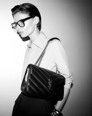 Saint Laurent Loulou Medium Matelassé Lambskin Bag - Black