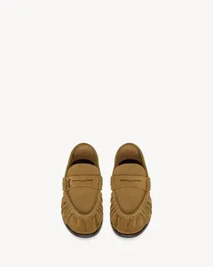 Saint Laurent Le Loafer Supple Suede Penny Loafers - Cognac