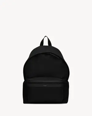 Saint Laurent City Backpack In Econyl, Smooth Leather And Nylon - Black