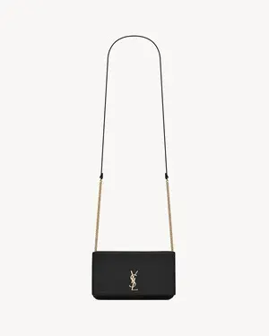 Saint Laurent Cassandre Phone Holder In Smooth Leather - Black