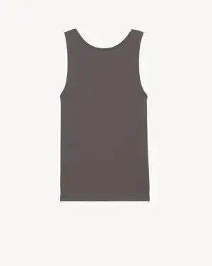 Saint Laurent Cassandre Embroidered Ribbed Tank Top - Anthracite
